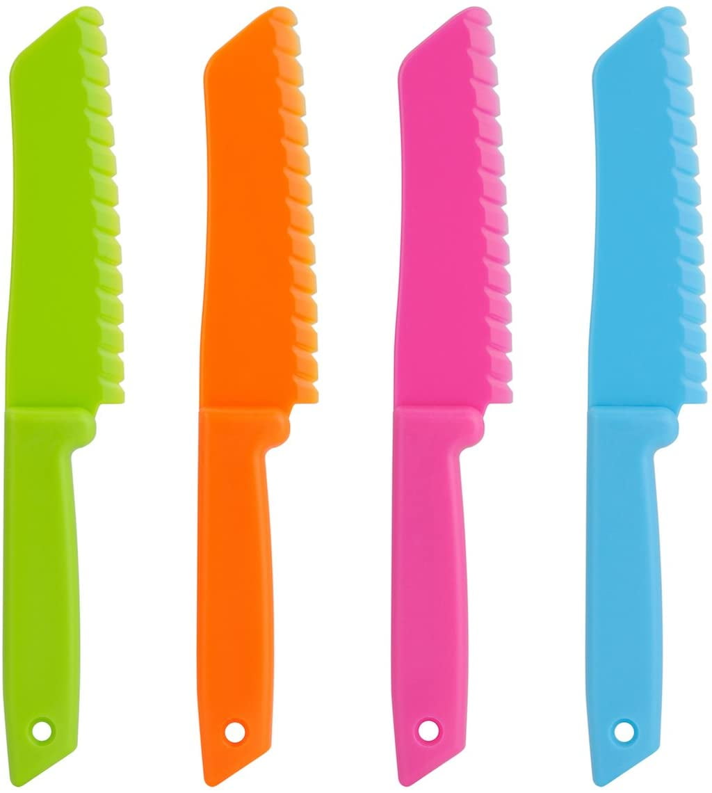 Heldig Set of 4 plastic kitchen knives with serrated cutting edges ...