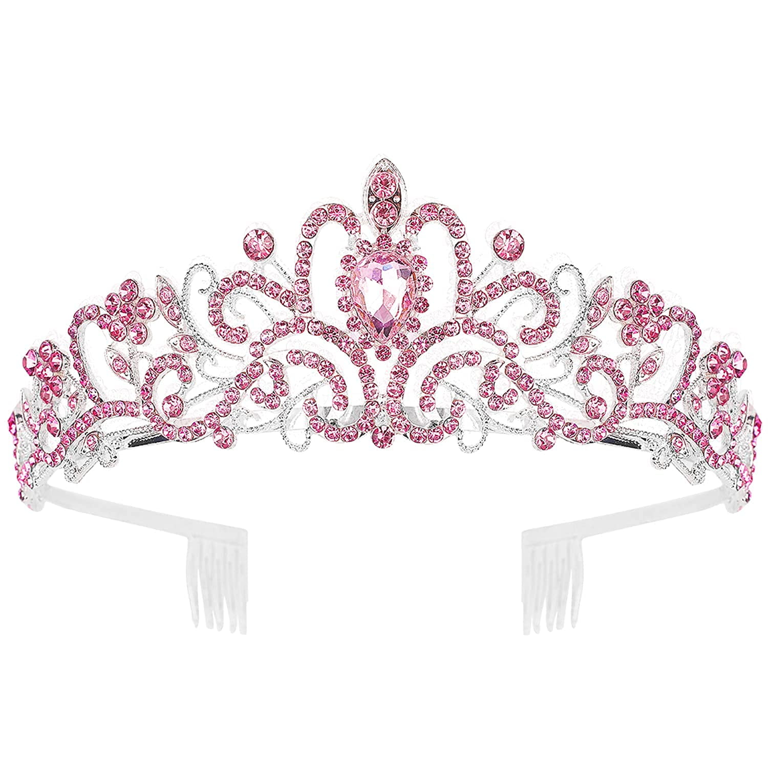 Heldig Silver Crystal Tiara Crowns For Women Girls Princess Elegant ...