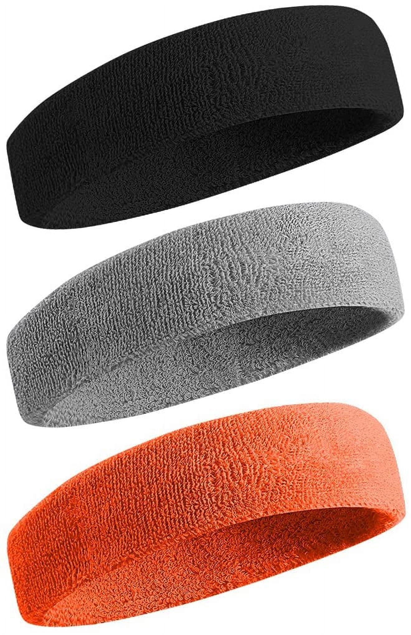 Heldig Sweatbands Sports for Men, Gray BLack Orange, 3 Count - Walmart.com
