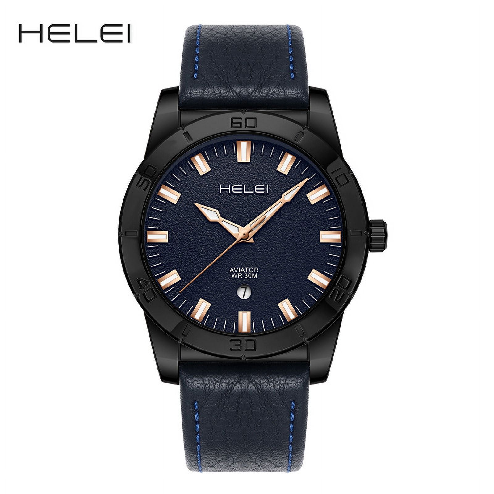Helei Hele Men's Simple Single Calendar Waterproof Luminous Quartz ...