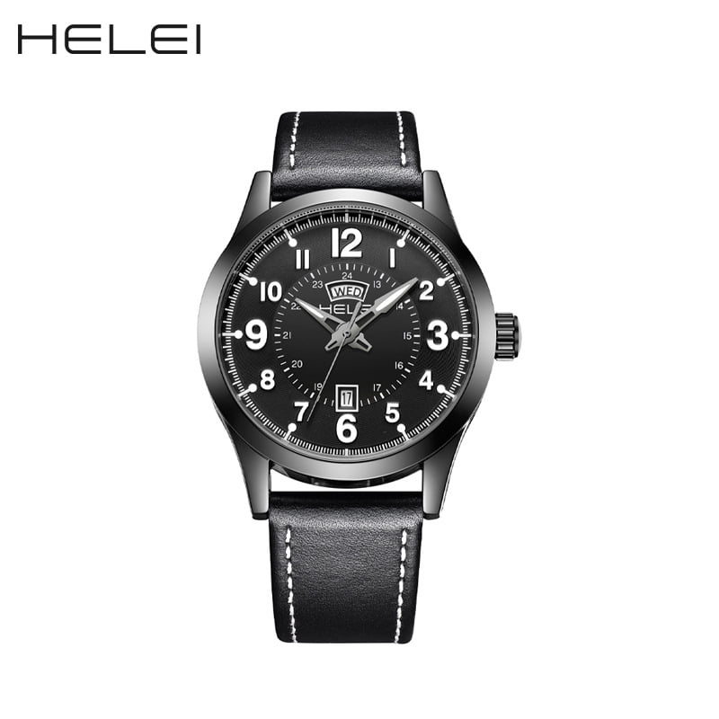 Helei Herei Men's Watch Leather Waterproof Watch Heyin Quartz Watch ...