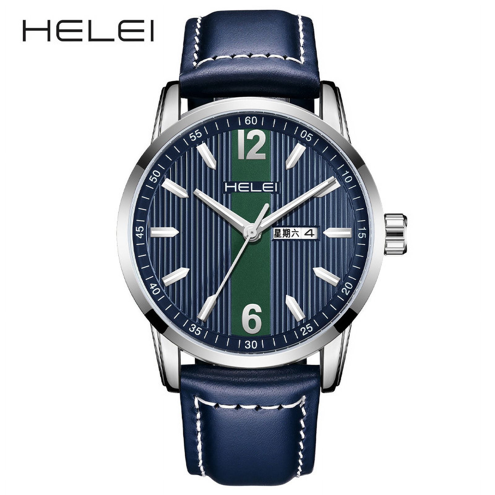 Helei Hree Men's Waterproof Luminous Quartz Watch Calendar Week Display ...