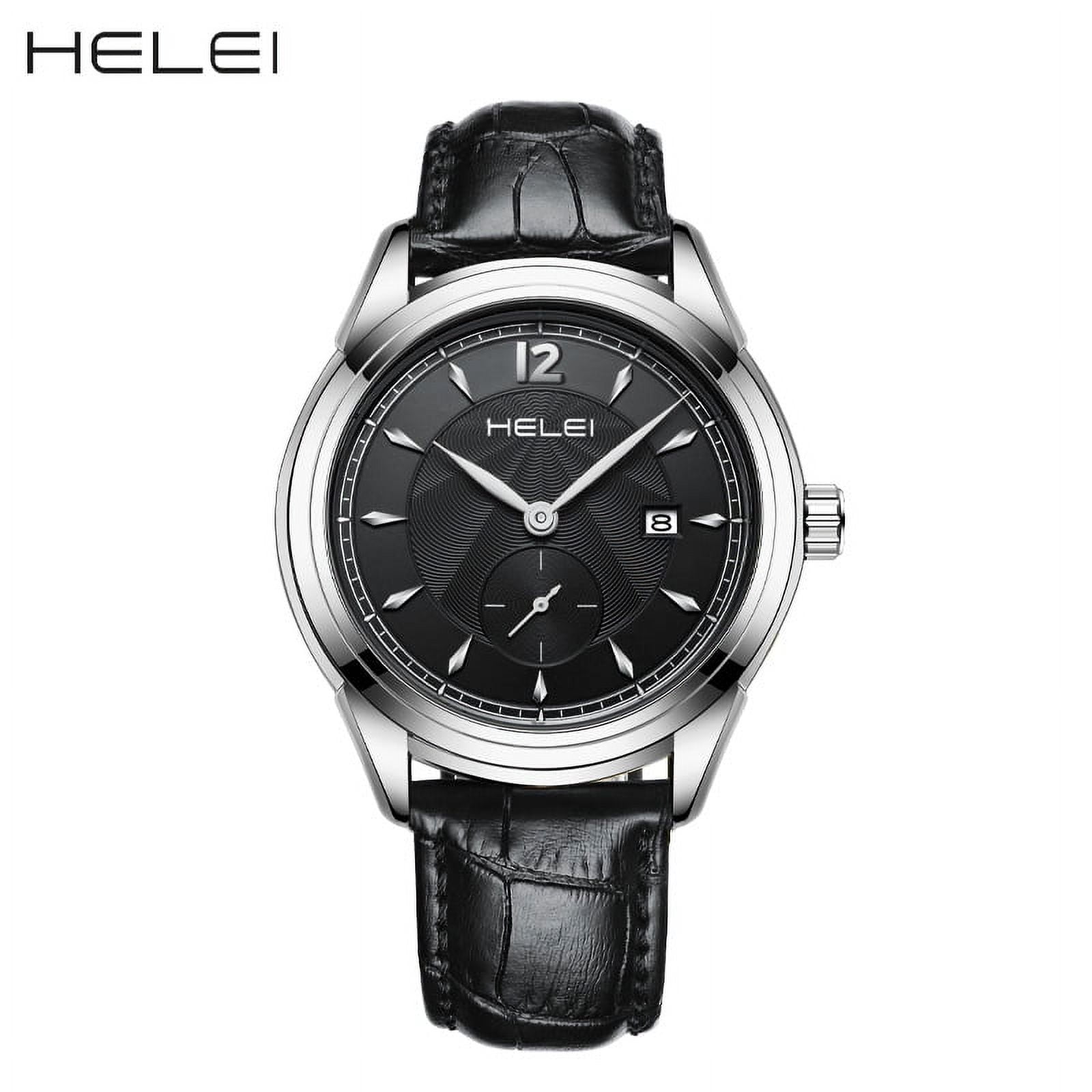Helei Watch Quartz Watch Two-Pin Half Single Calendar Genuine Leather ...