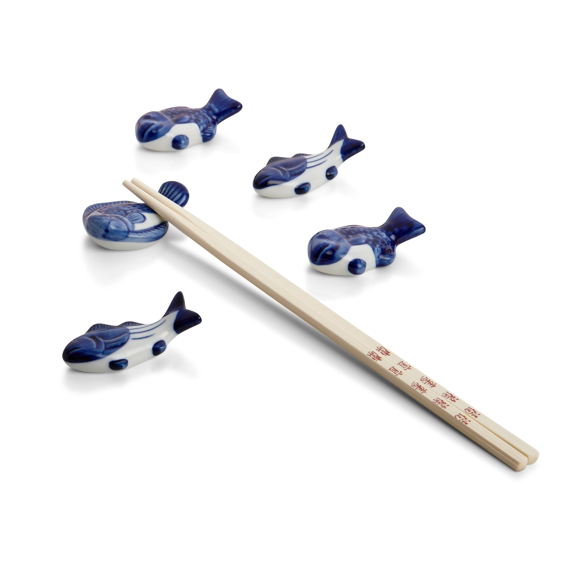 Helen's Asian Kitchen Fish Chopstick Rests, Blue, Ceramic, Set of 5 ...