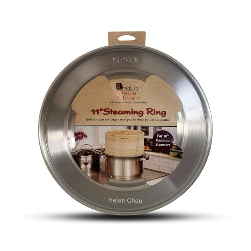 Helen’s Asian Kitchen Premium Bamboo Steamer Ring – 11-Inch Aluminum ...