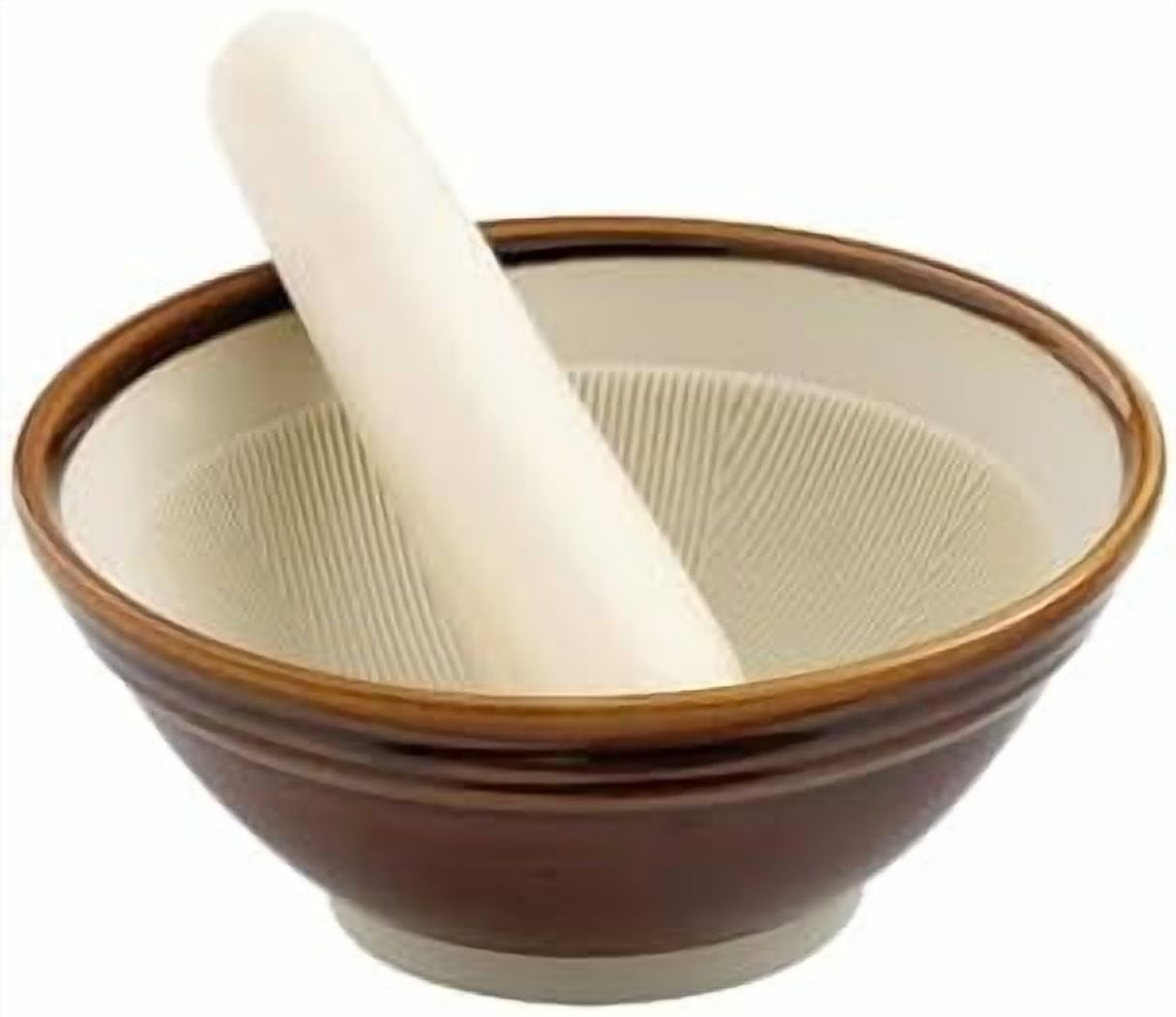 Helen’s Asian Kitchen Suribachi Set, Ceramic Mortar Bowl with Wooden ...