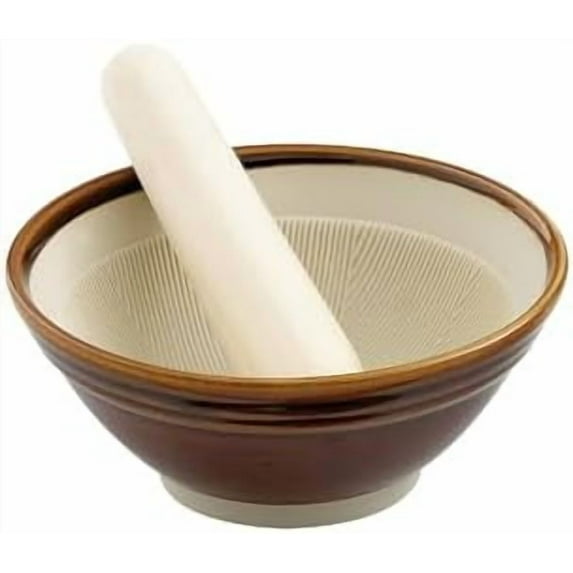 Helen’s Asian Kitchen Suribachi Set, Ceramic Mortar Bowl with Wooden ...