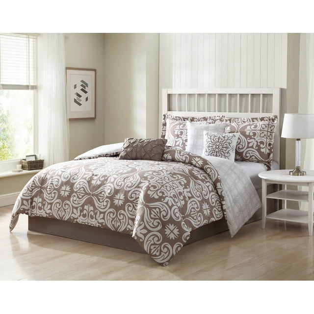 Studio 17 Helena 7-Piece Reversible Comforter Set, Damask Microfiber ...