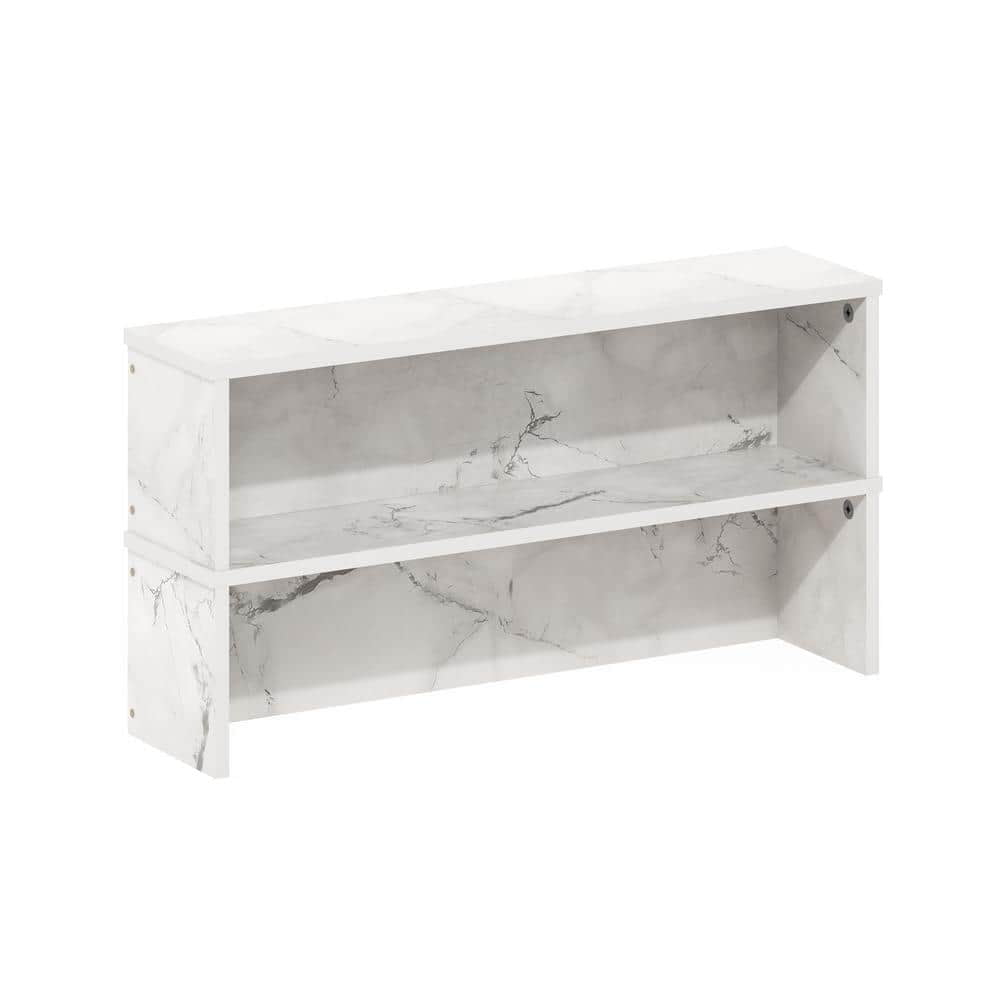 Helena Marble White 23 in. Kitchen Stackable Organizer Shelf (Set of 2 ...