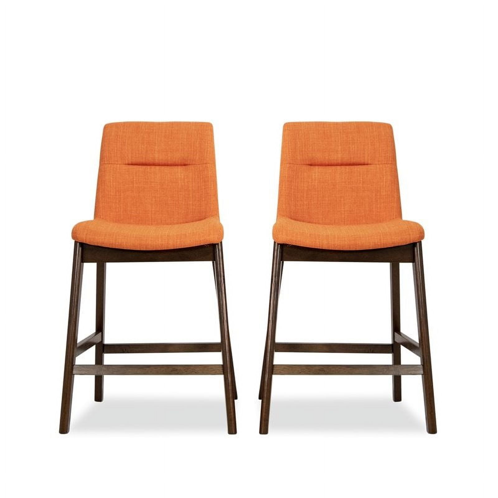 Helena Mid-Century Modern Square polyester Counter Stool in Orange (SET ...