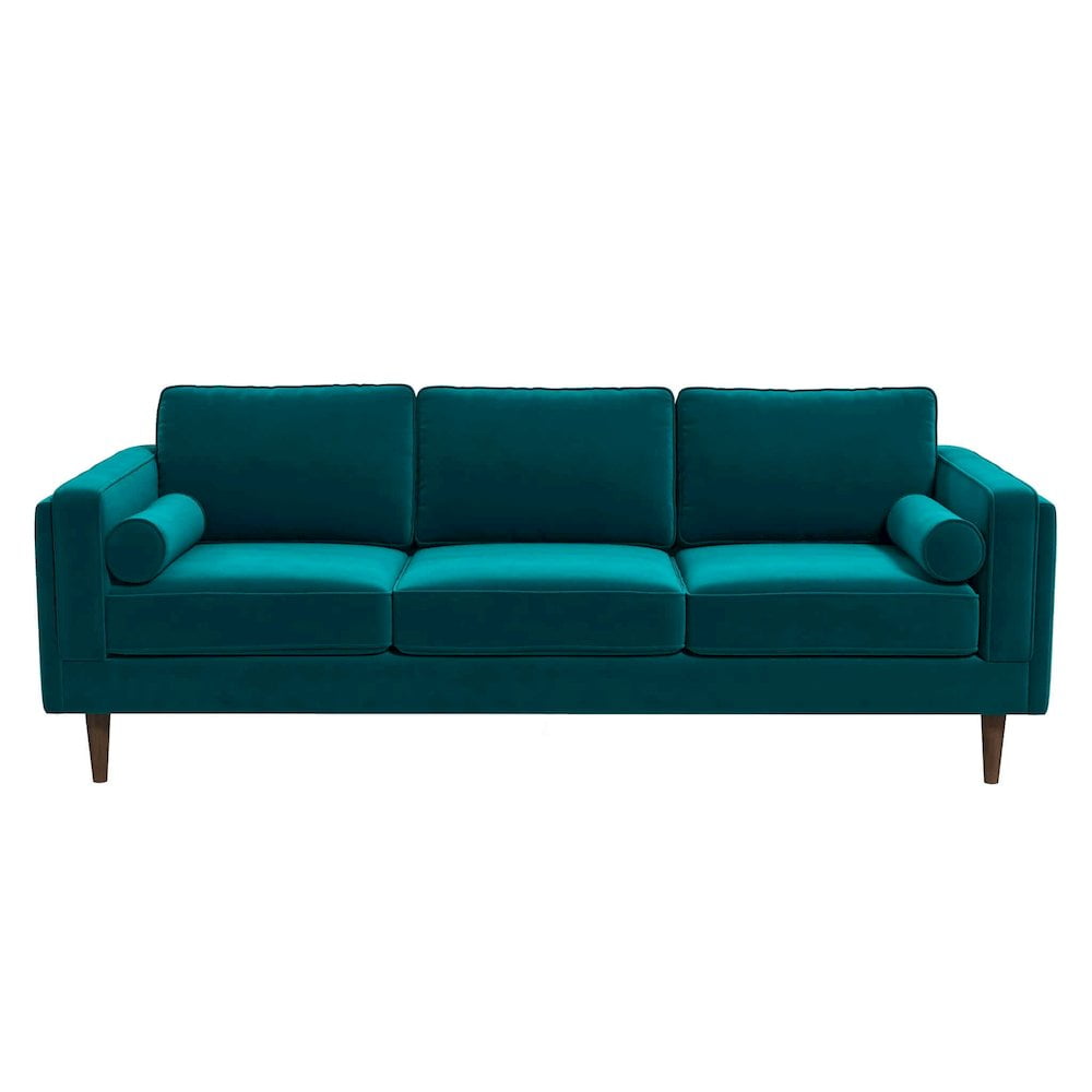 Helena Modern Living Room Couch: Rectangular Pillow Back Turquoise ...
