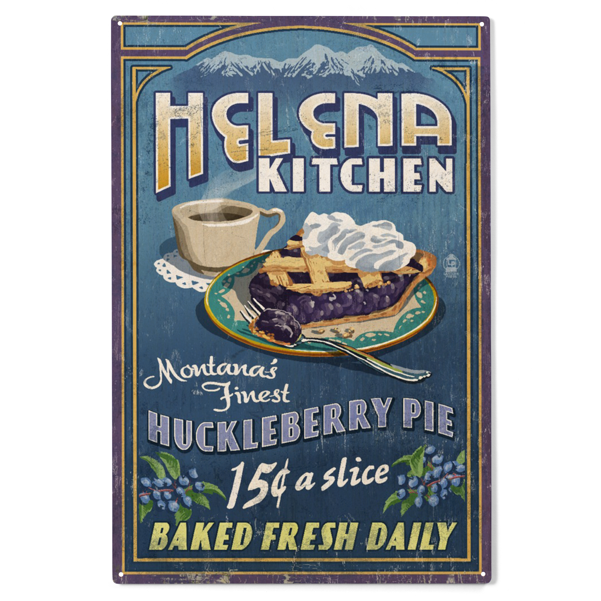 Helena, Montana, Huckleberry Vintage Sign Birch Wood Wall Sign (10x15 ...