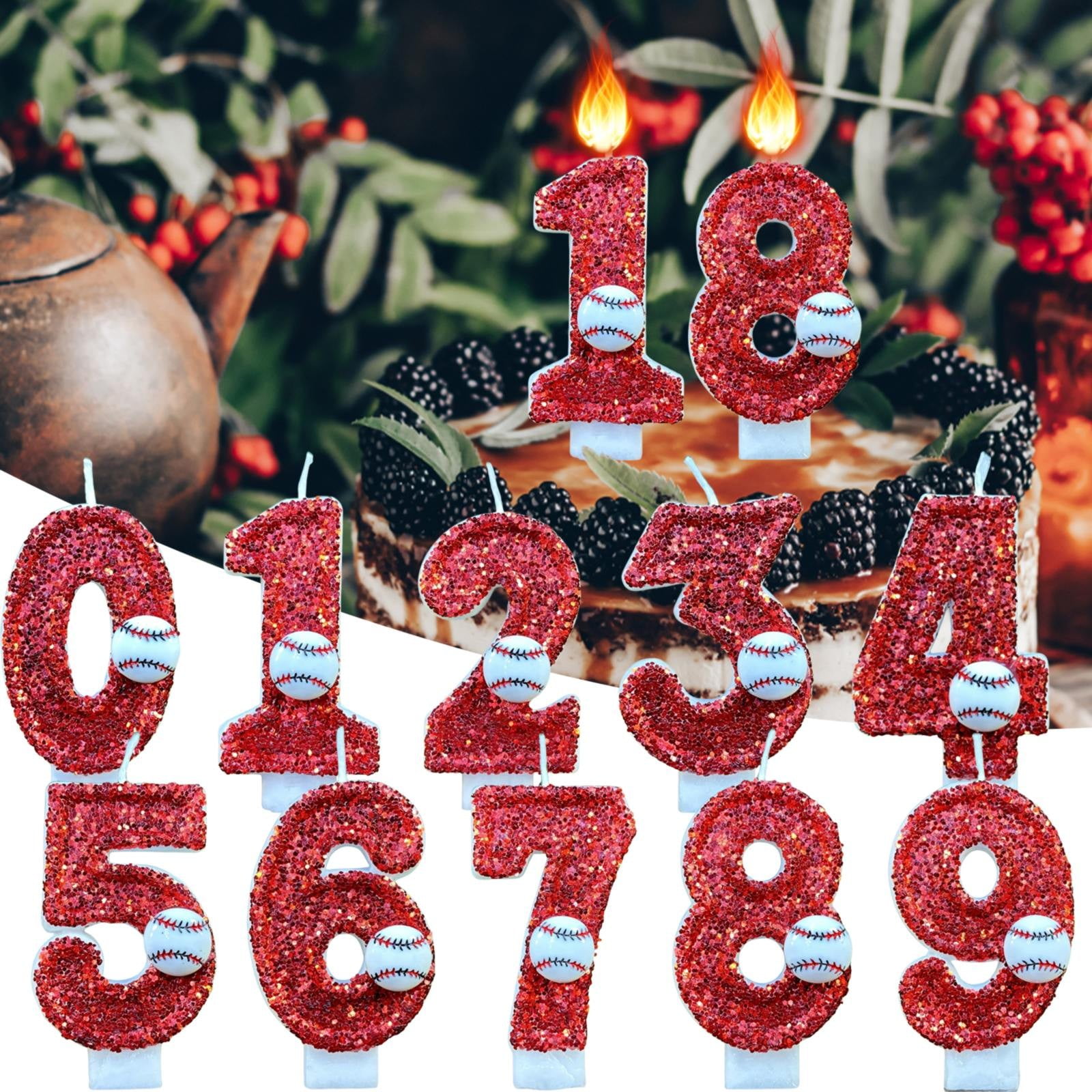Helenmas Baseball Birthday Candle Cake Toppers Second Number Baseball ...