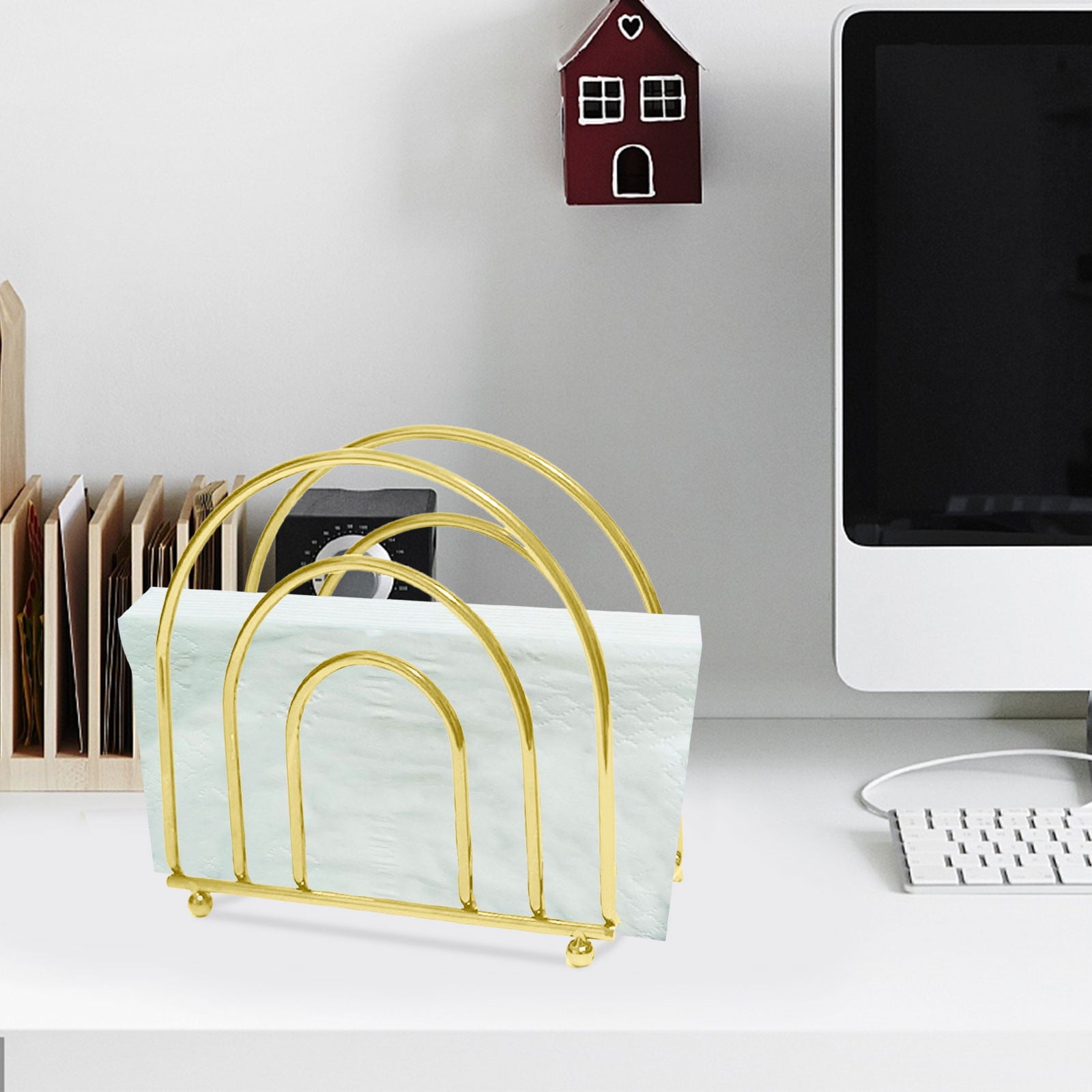 Helenmas Kitchen Tool Paper Napkin Holder Gold Wire Napkin Holder For ...