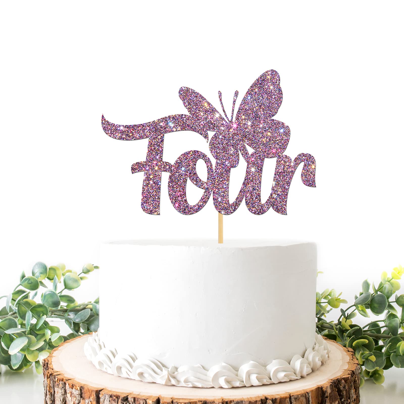 Helewilk Four Butterfly Cake Topper, for RST1 Girls Happy 4th Birthday ...