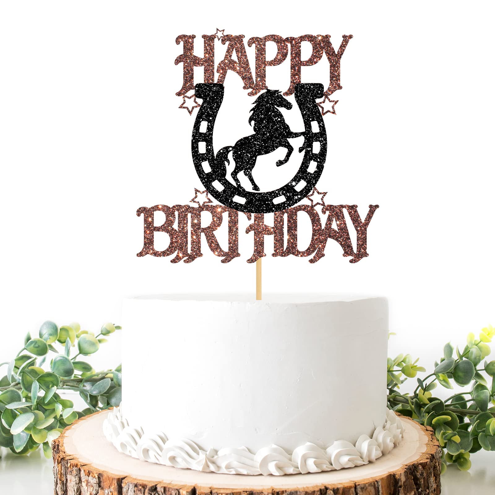 Helewilk Horseshoe & Horse Happy Birthday Cake Topper, Horse Racing ...