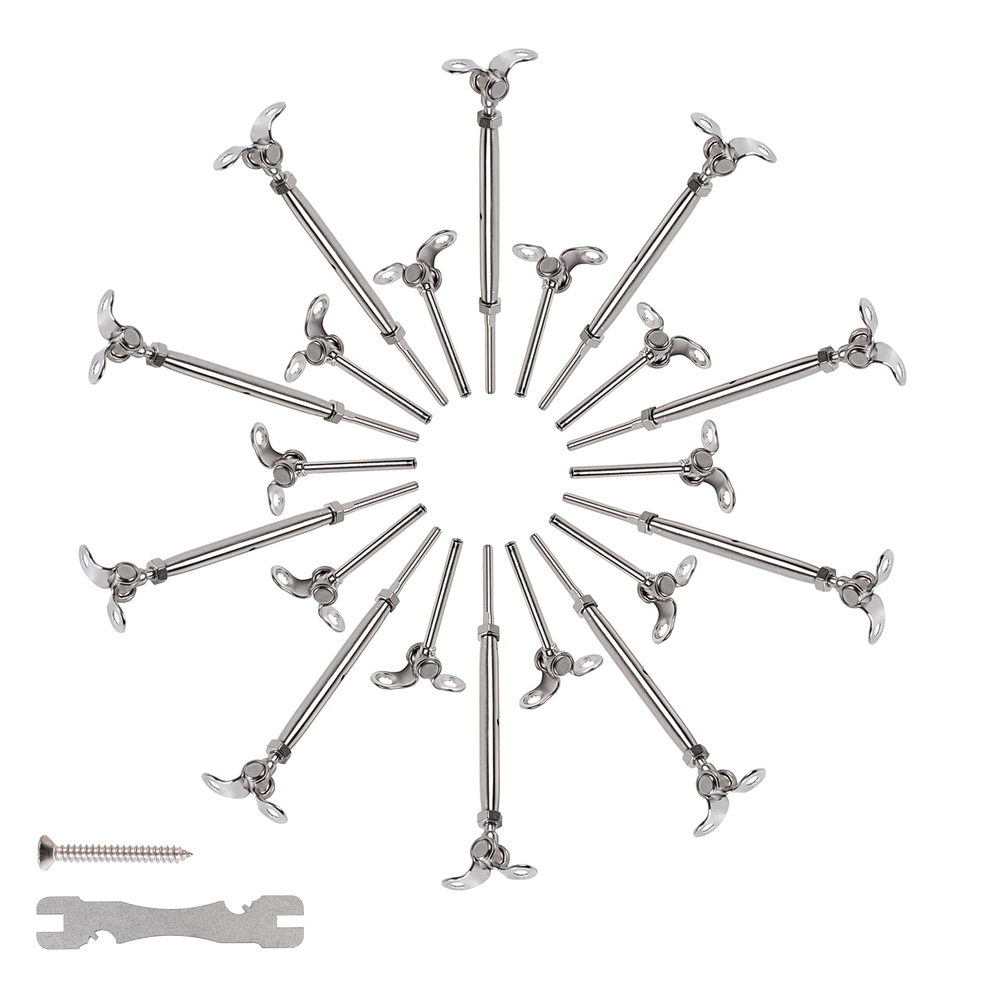 Helffer 10 Set Cable Railing Hardware Kit, 180° Angle Adjustable Swaged ...