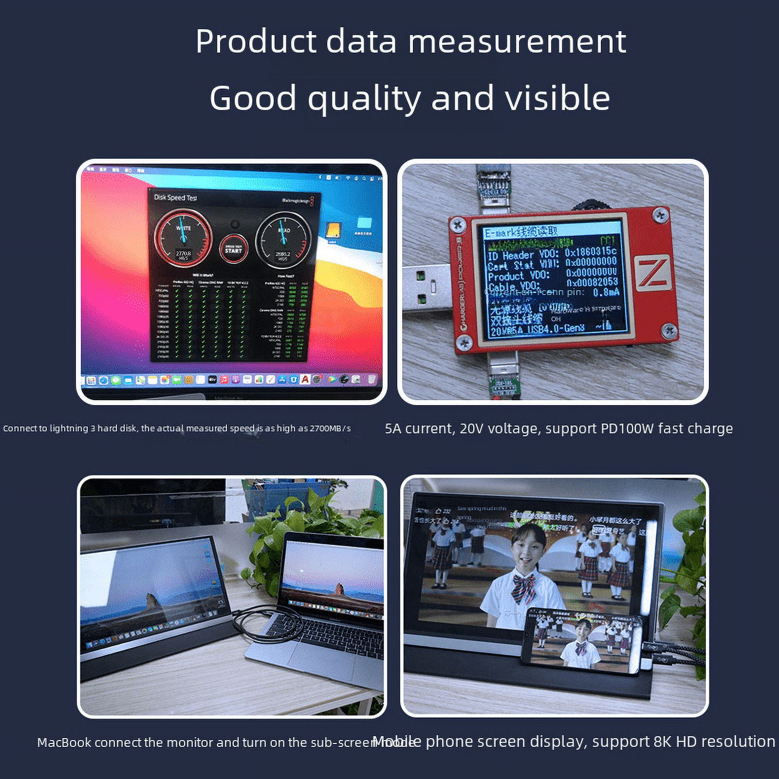 Helianthus Thunderbolt 4 data line usb4 type-c coaxial line PD100W fast ...