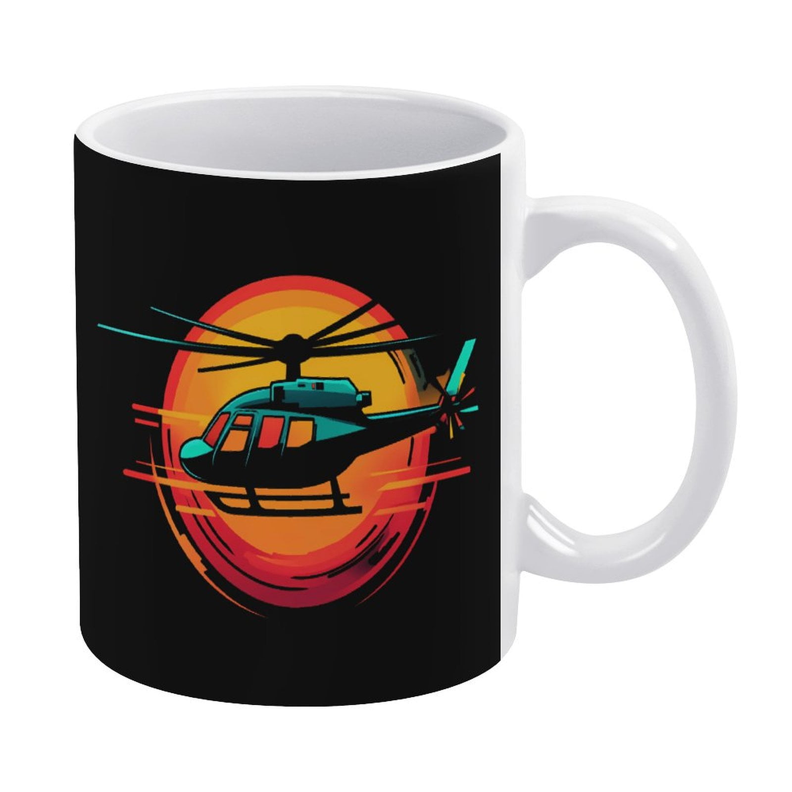 Helicopter 11oz Coffee Mug with Handles Ceramic Tea Cup For Water Tea ...