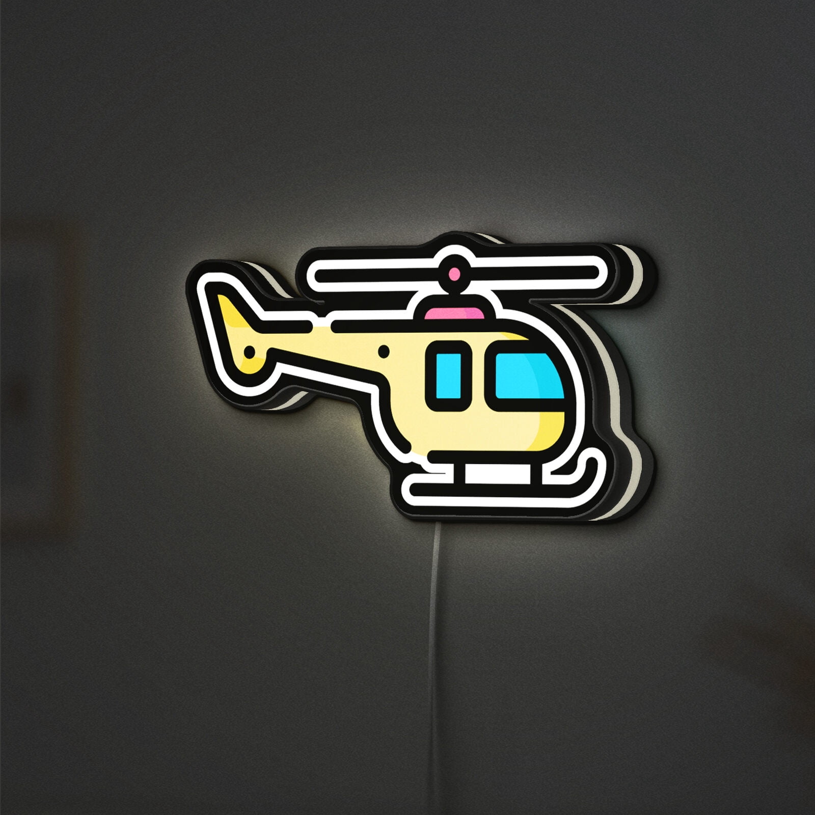 Helicopter 3D Novelty Light Box, Aircraft Wall Art Ideal for Children ...