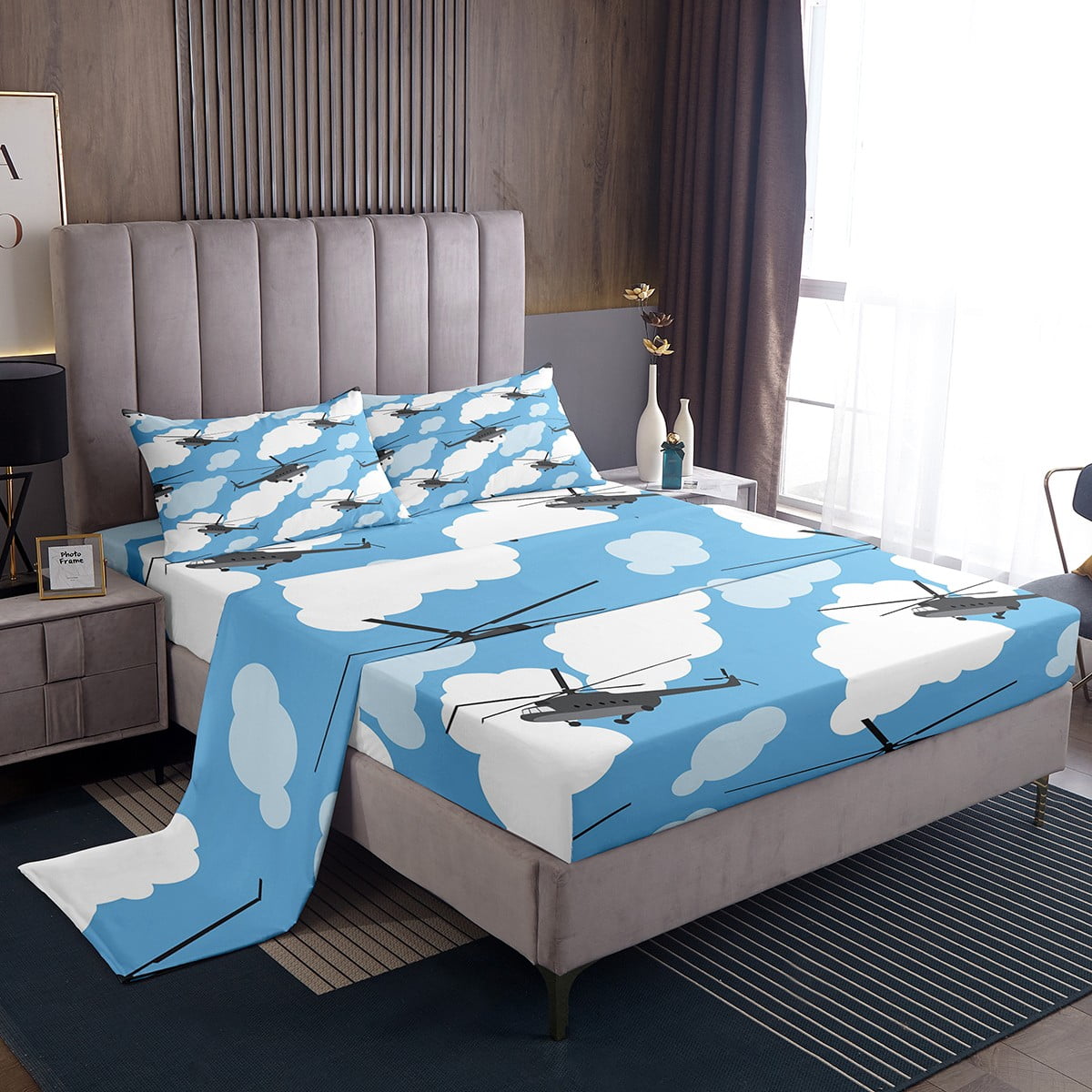 Helicopter Bed Sheets Set Aircraft Sheet Set Twin,Airplane Sheets Blue ...