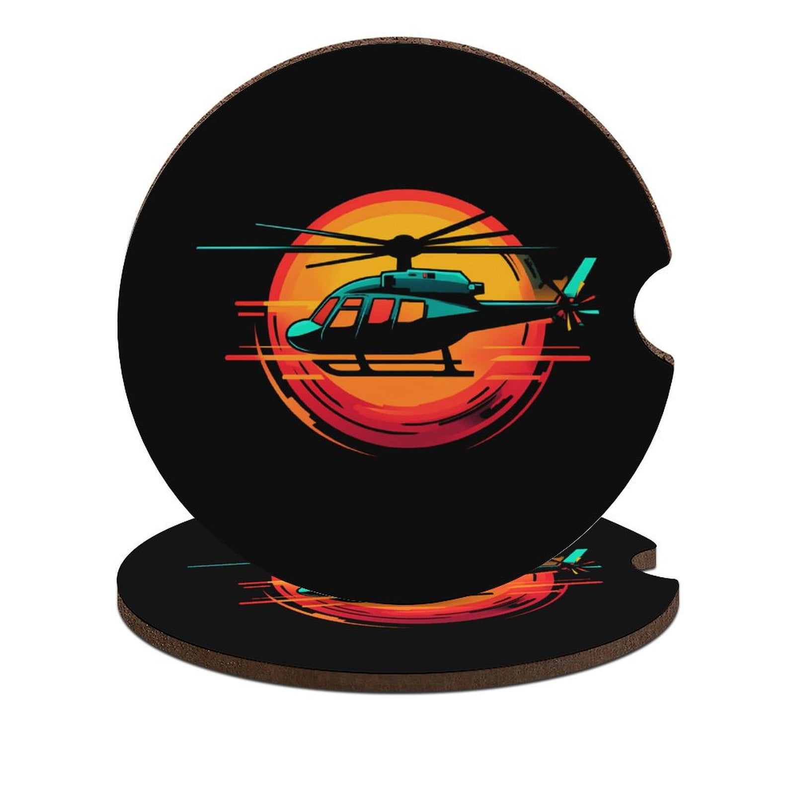 Helicopter Car Coasters for Drinks with A Finger Notch for Easy Removal ...