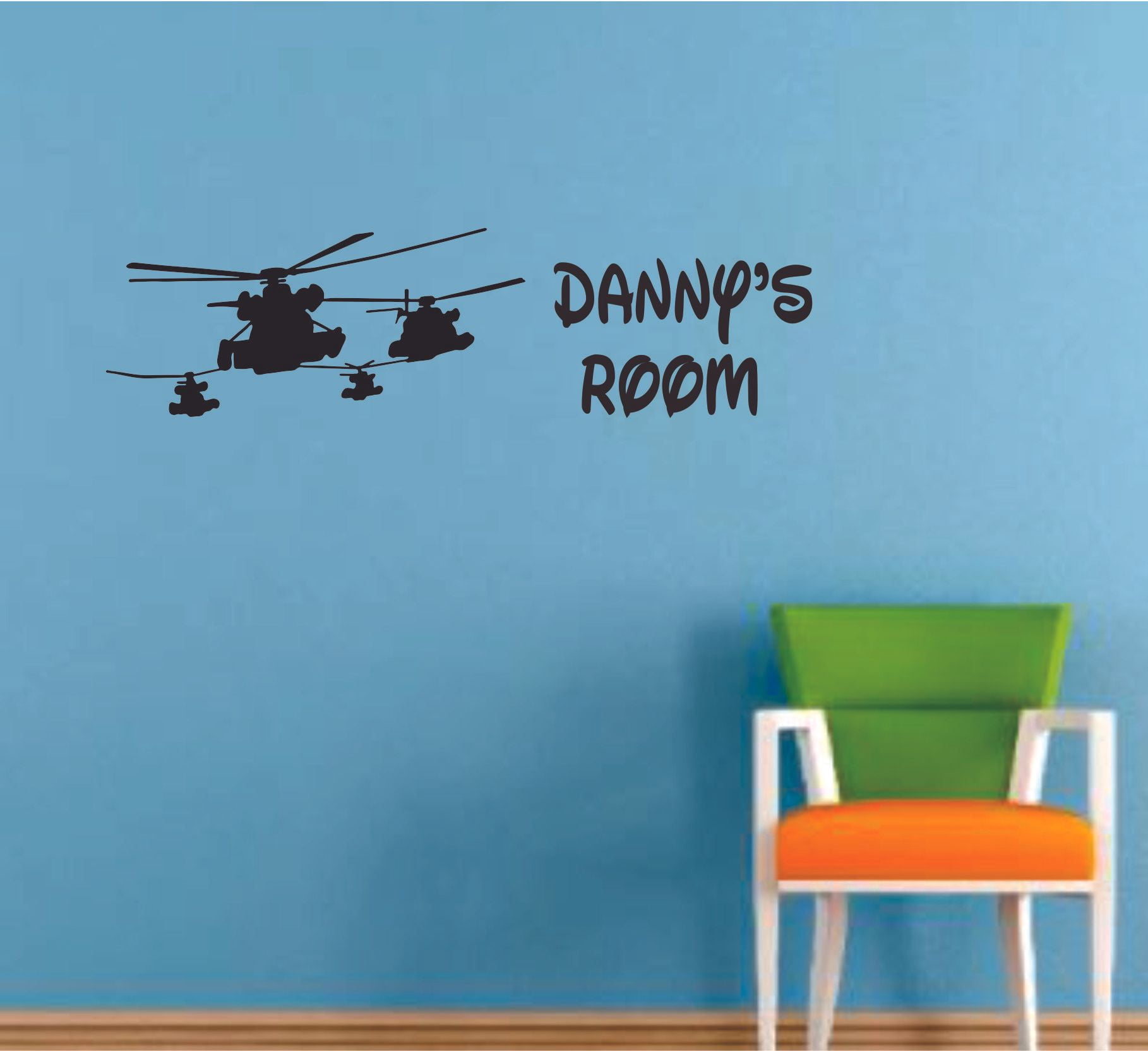 Helicopter Chopper Plane Cartoon Customized Wall Decal - Custom Vinyl ...