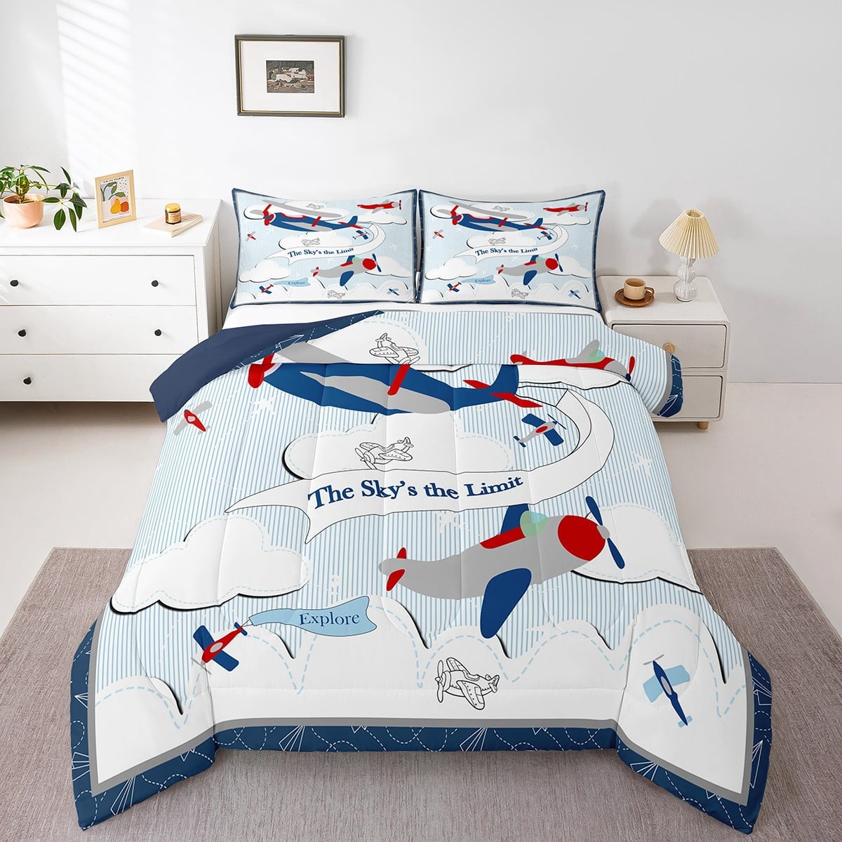 Helicopter Comforter Nursery Bedding Set Airplane Twin Bed Comforter ...