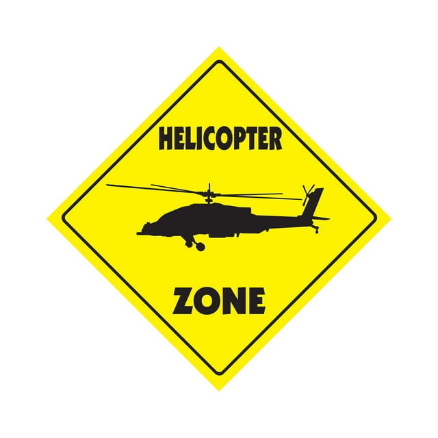 Helicopter Crossing Sign Zone Xing | Indoor/Outdoor | 17" Tall heli ...
