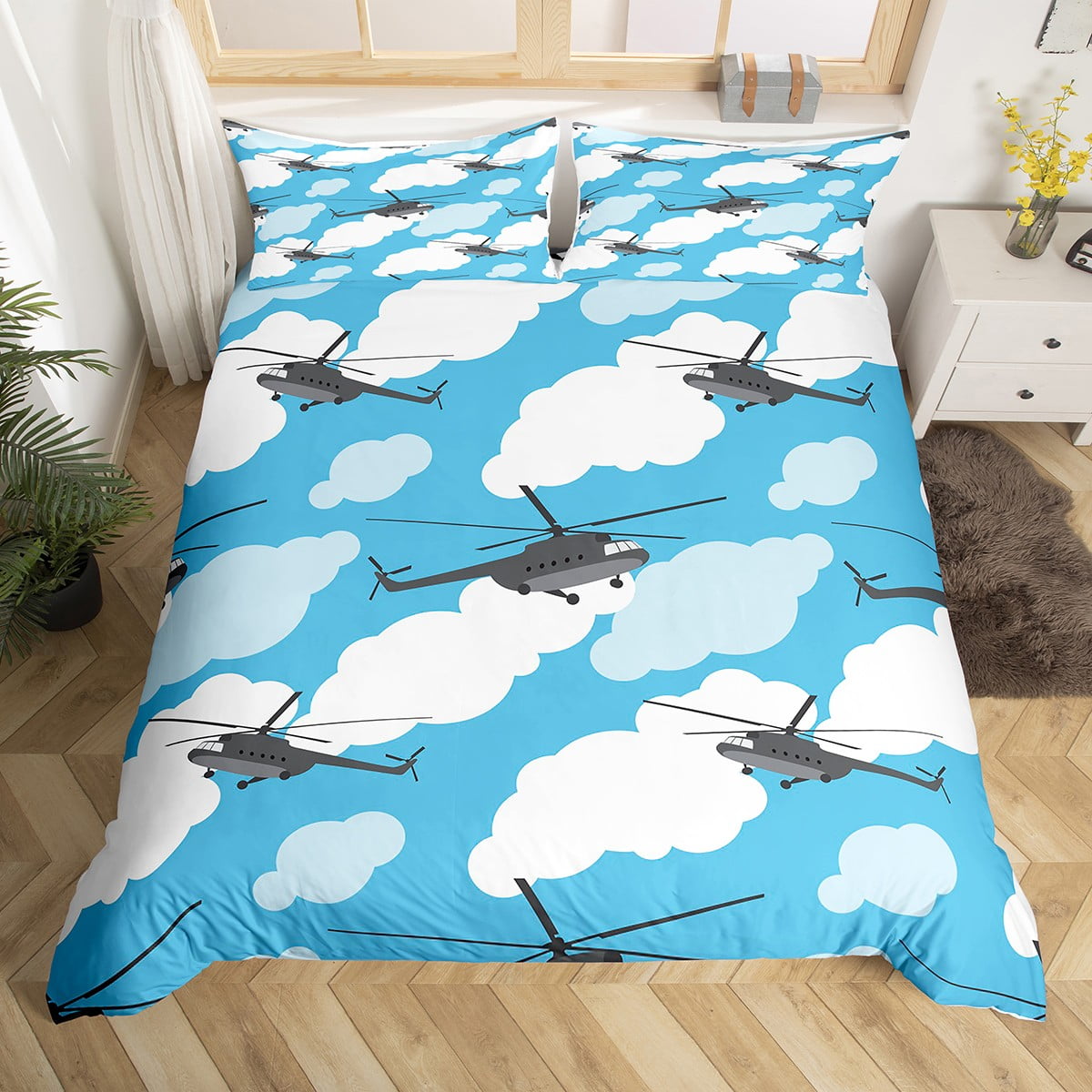 Helicopter Duvet Cover Aircraft Bedding Set King,Airplane Comforter ...