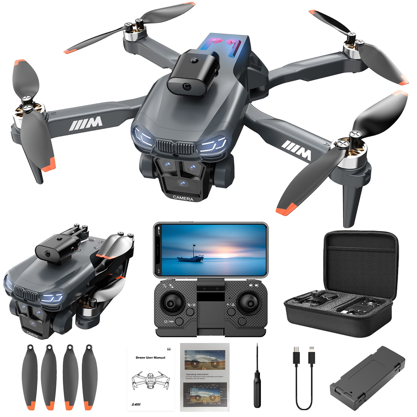 Helicopter, FPV Drone with ESC Camera Brushless Motor and Cool Lights ...
