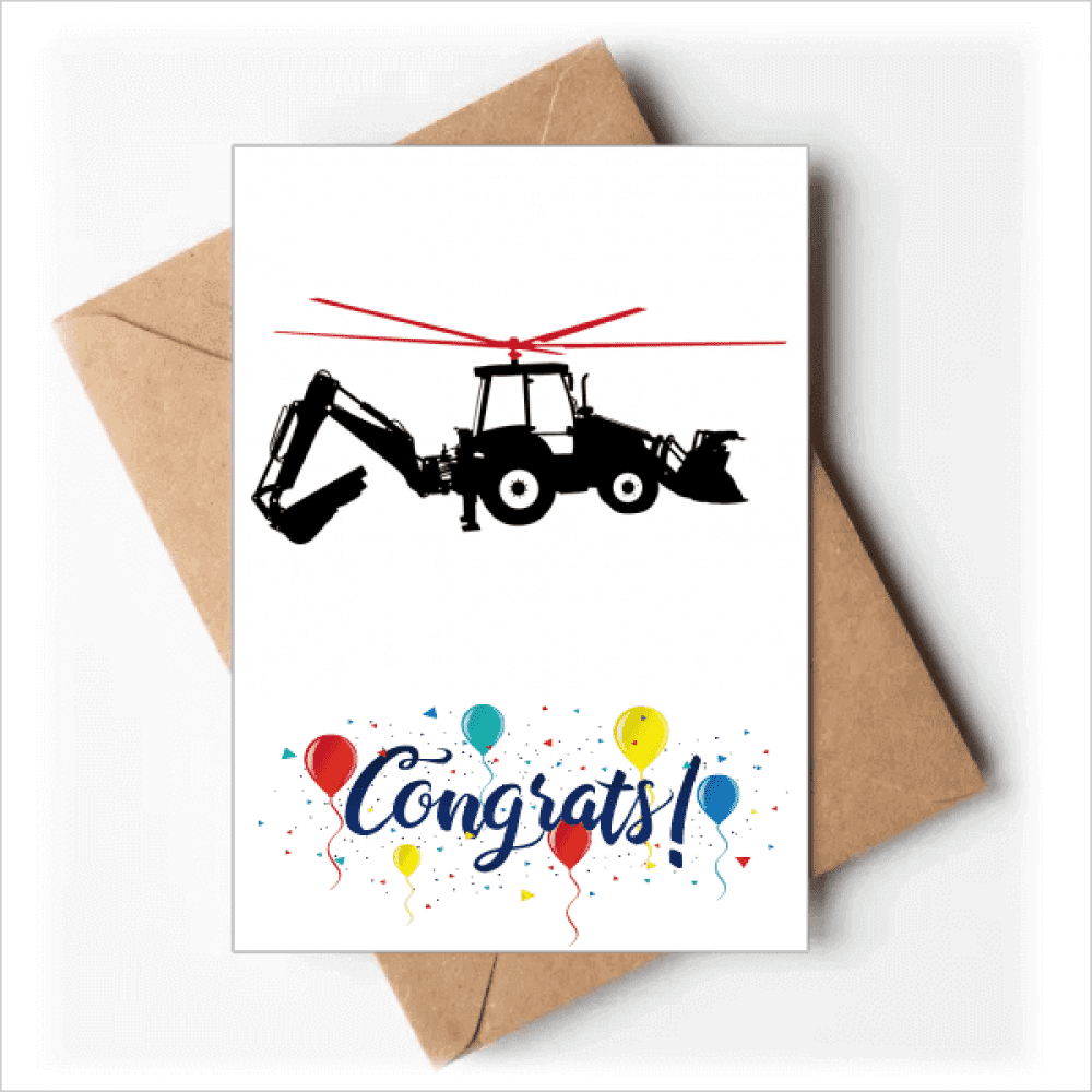 Helicopter Forklift Excavator Wedding Cards Congratulations Greeting ...