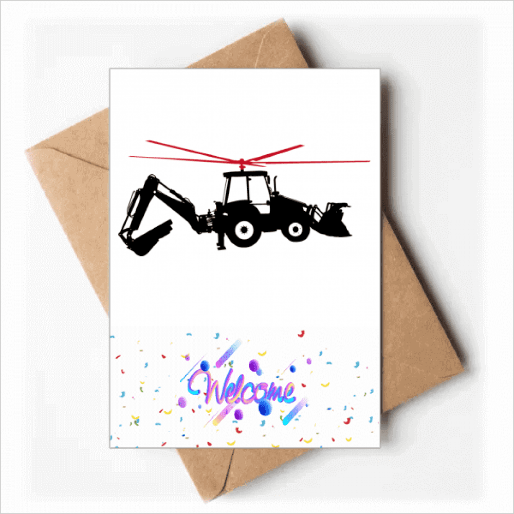 Helicopter Forklift Excavator Welcome Back Greeting Cards Envelopes ...