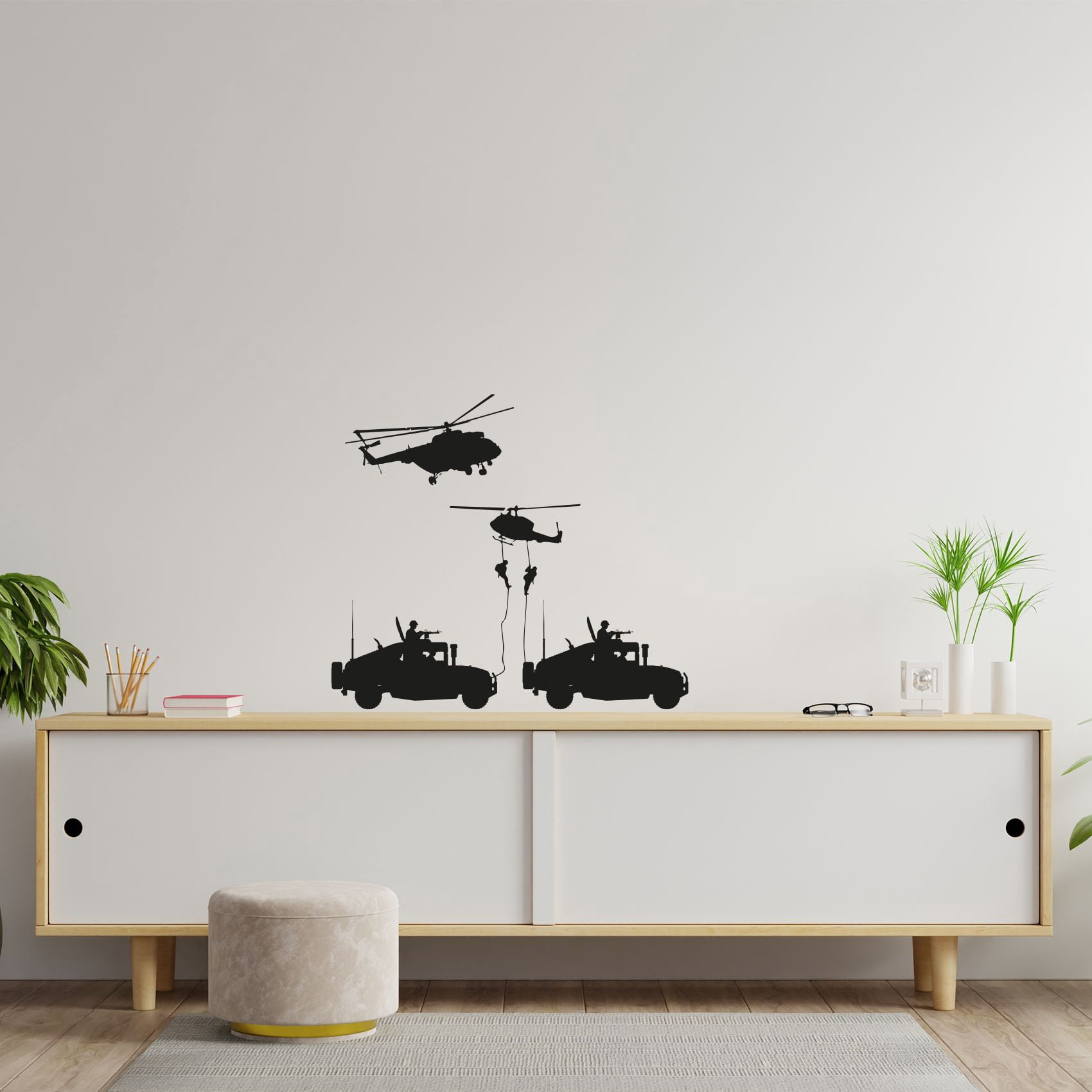Helicopter Military Tank Swat Team Army Men Soldier Wall Sticker Art ...