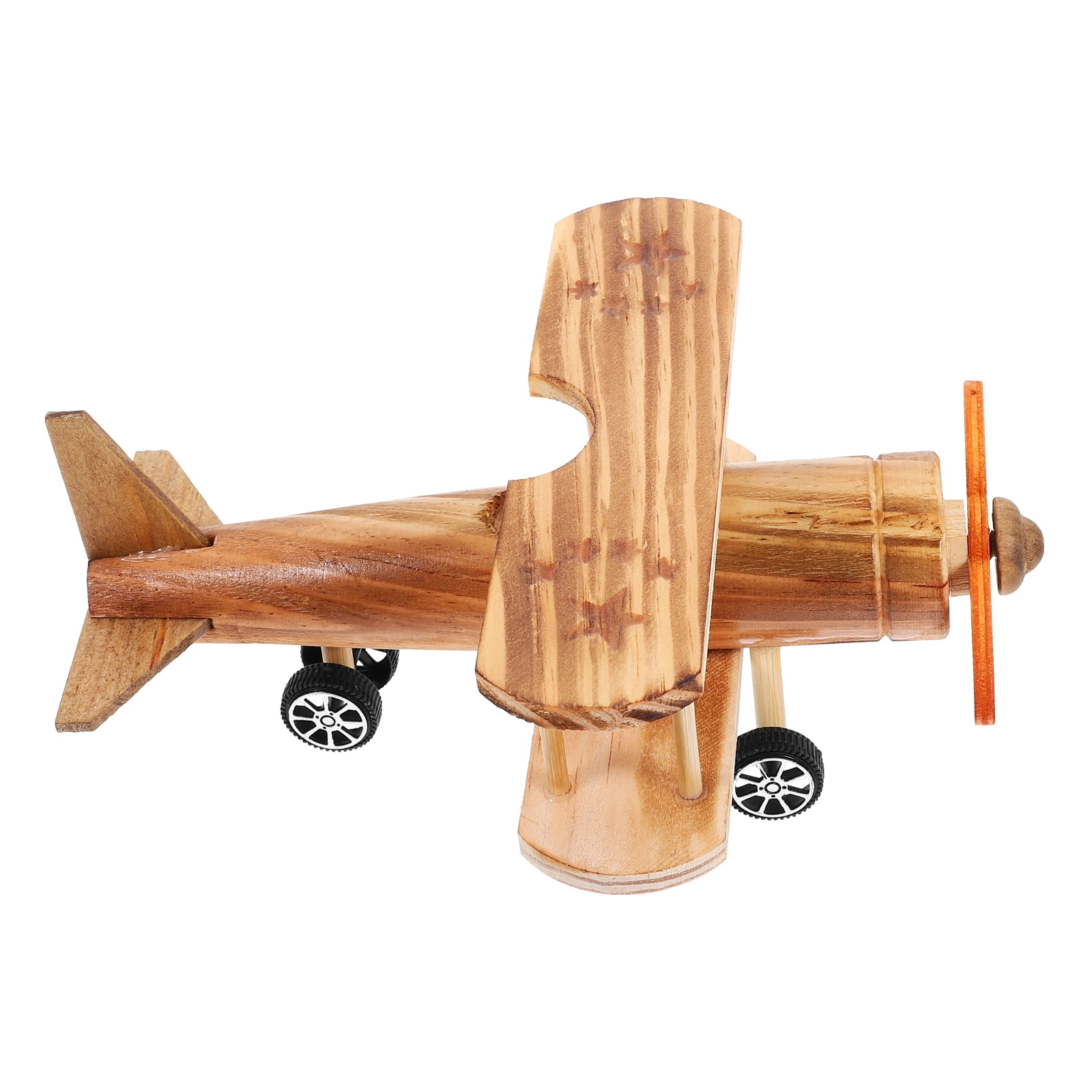 Helicopter Model Plane Wooden Ornament Biplane Retro Decorative ...