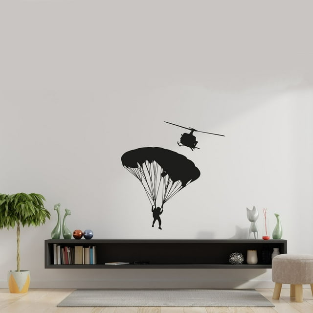 Helicopter Parachute Military Swat Team Army Men Soldier Wall Sticker ...