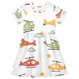 Helicopter Pattern Girls Short Sleeve Dress A Line Sun Protection ...