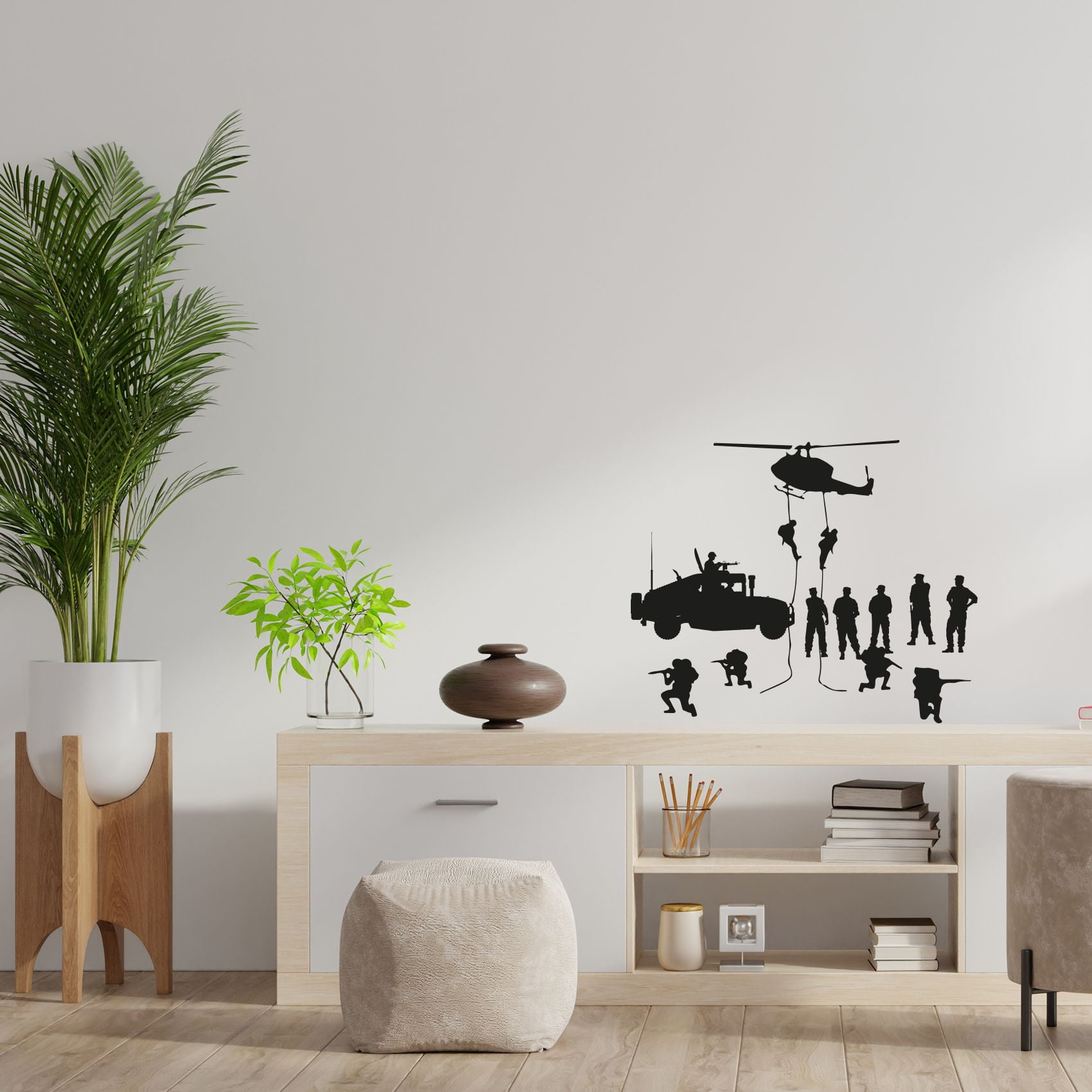 Helicopter Tank Military Swat Team Army Men Soldier Wall Sticker Art ...