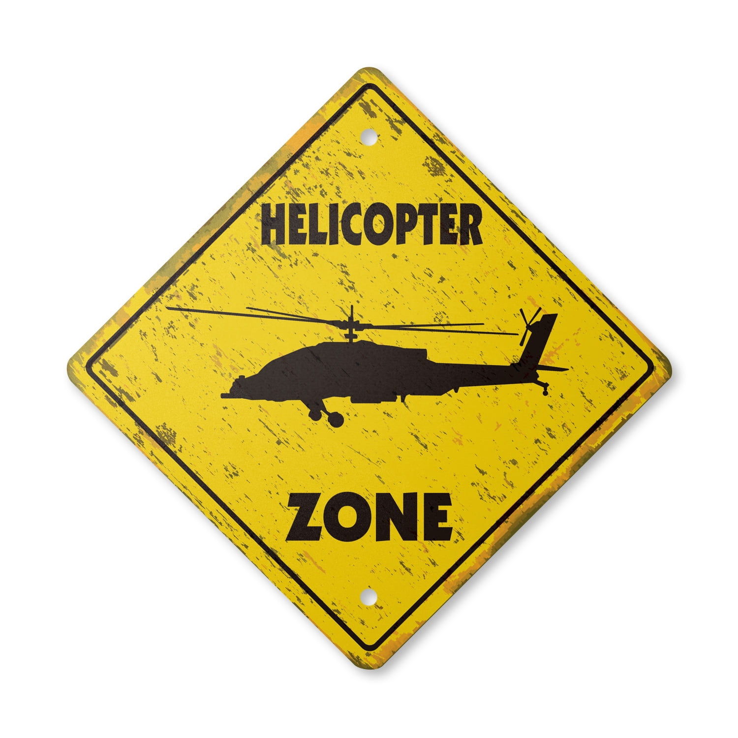 Helicopter Vintage Crossing Sign Zone Xing | Indoor/Outdoor Plastic ...