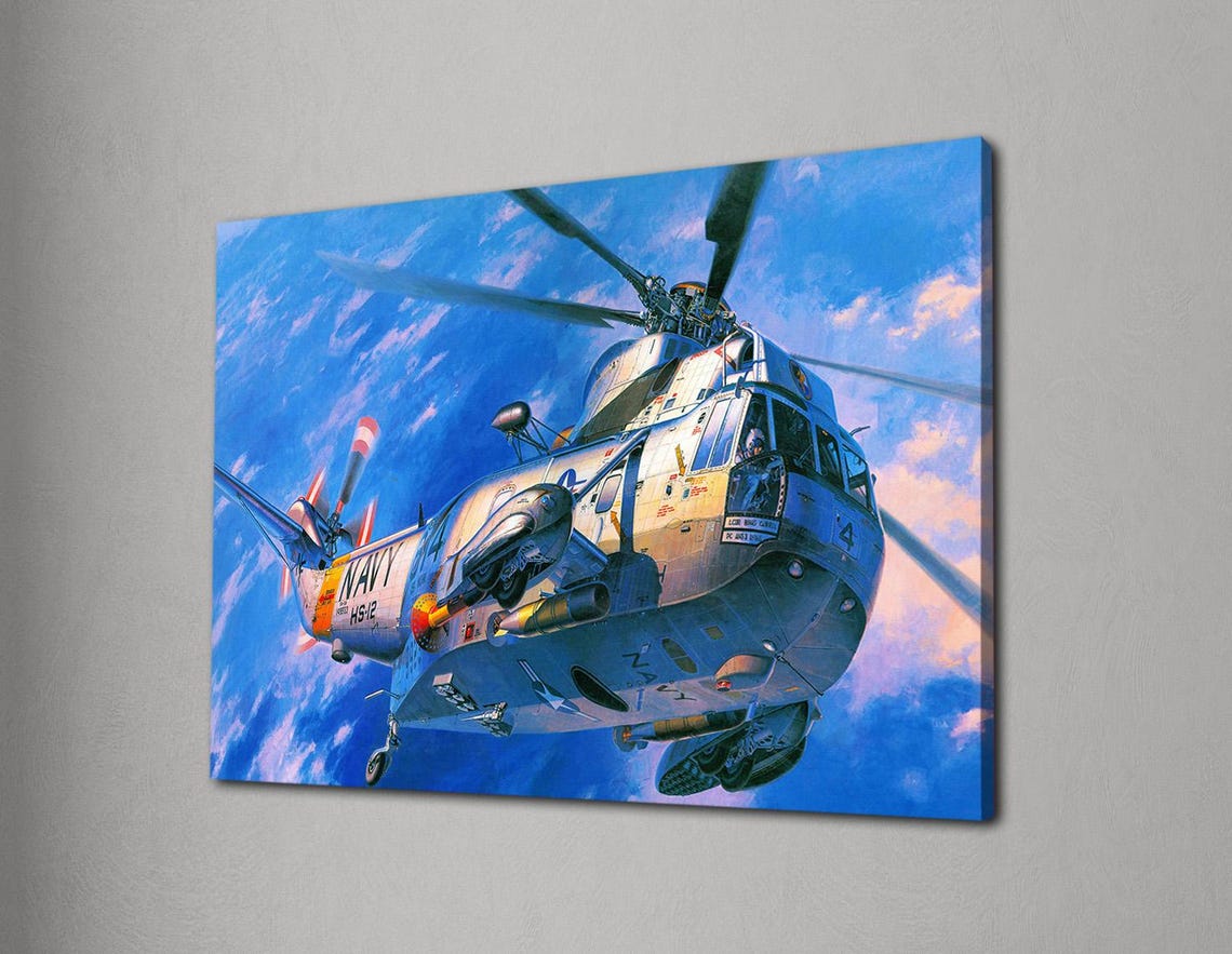 Helicopter Wall Art, Military Helicopter, Aviation Decor, Navy Aircraft ...
