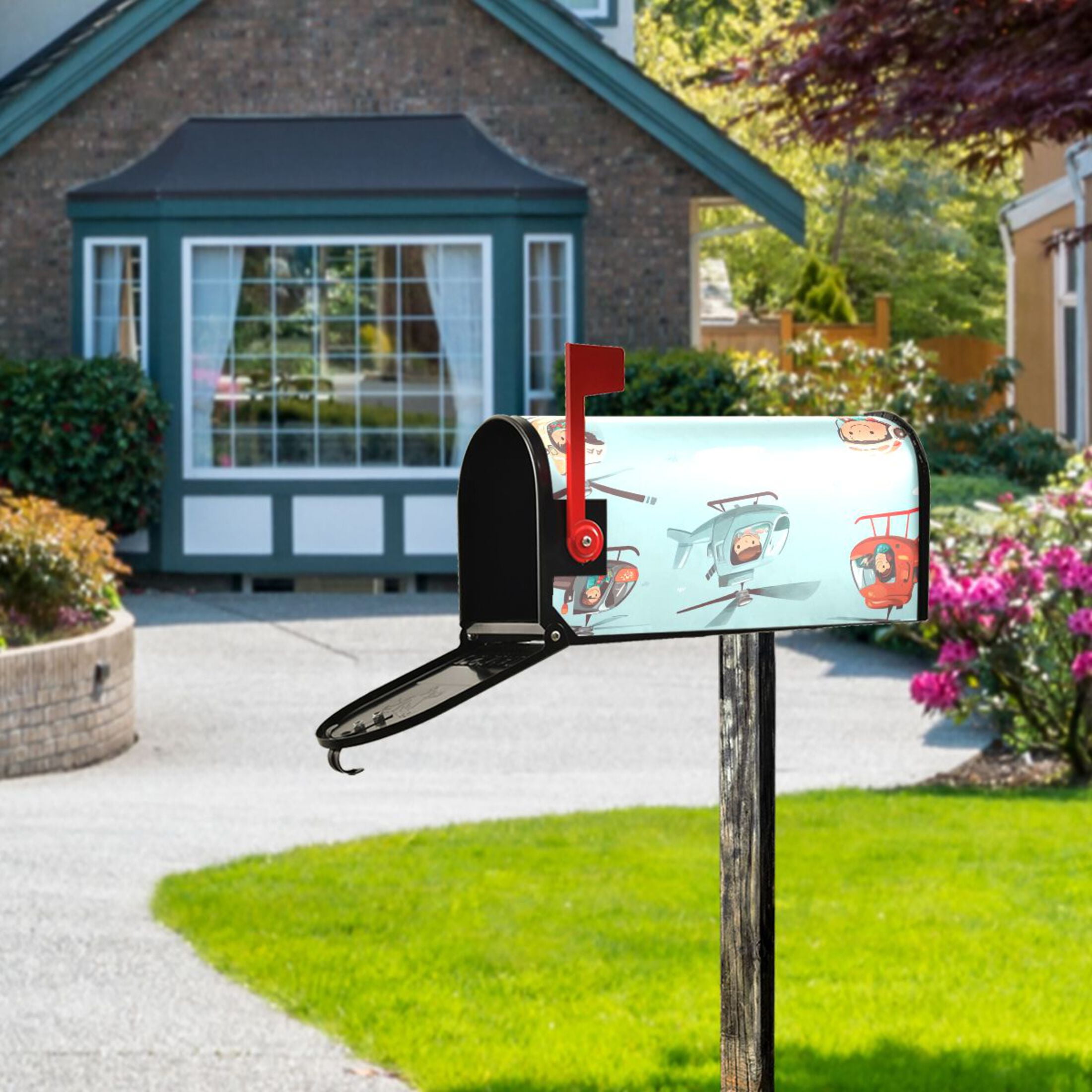 Helicopters Cute Pilots Mailbox Cover Magnetic Standard Size Post Box ...