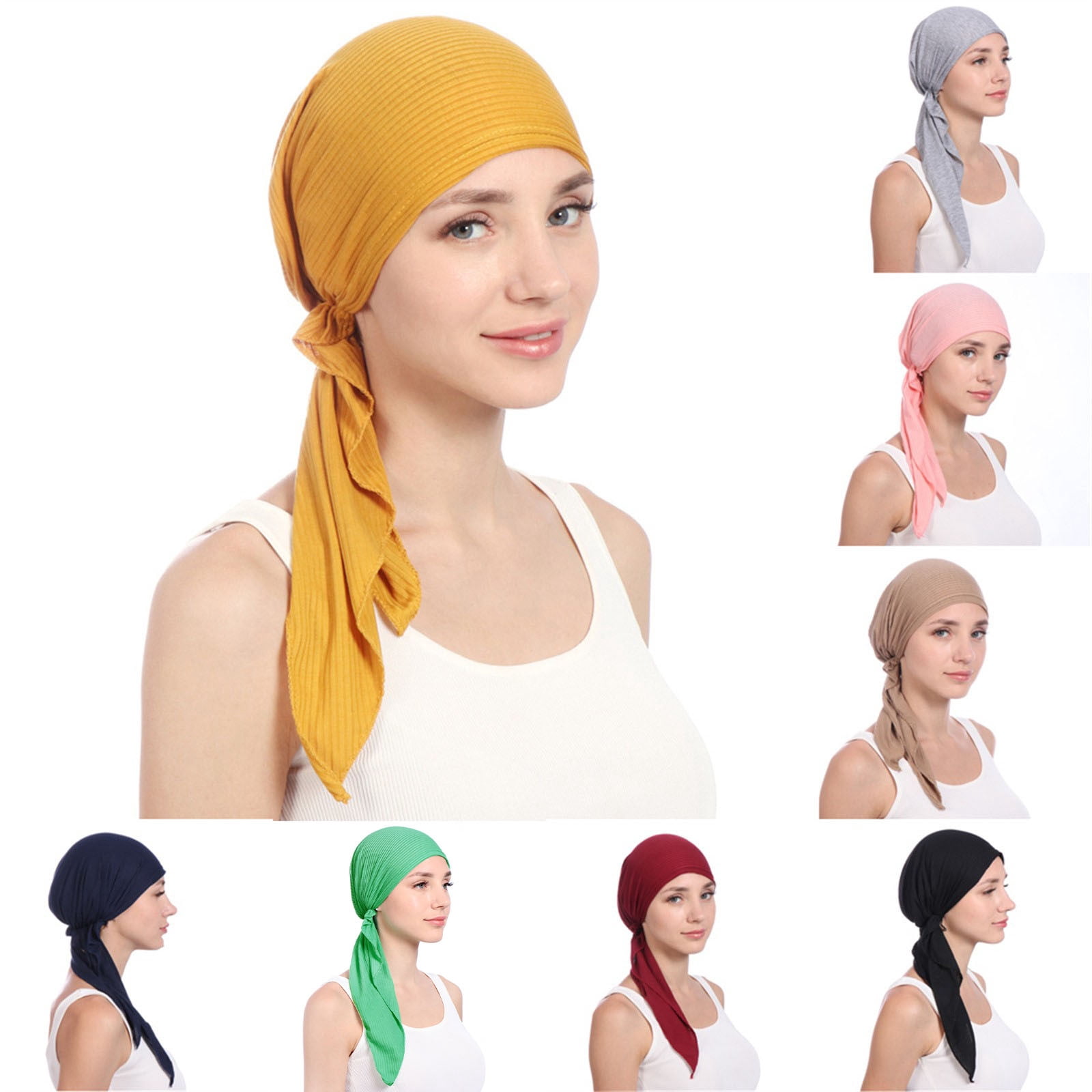 Helii Women Hat Soft Milk Silk Turban Cap Solid Color Head Wrap for ...