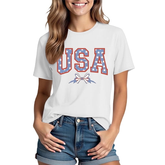 Helii Women's USA Flag Land of the Free T Shirt – 250th Anniversary Red ...