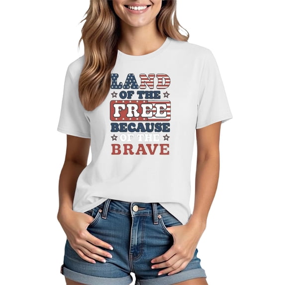 Helii Women's USA Flag Land of the Free T Shirt – 250th Anniversary Red ...