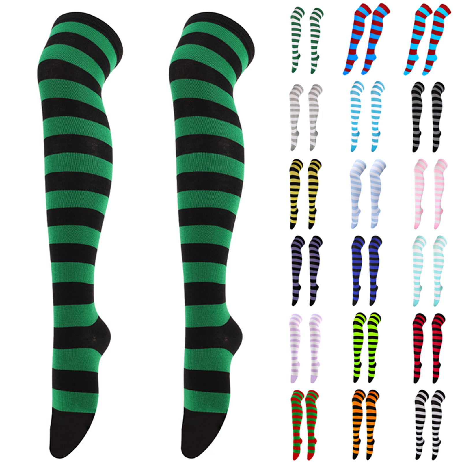 Christmas Stockings Helii Women's Wide Striped High Long Socks Thigh ...