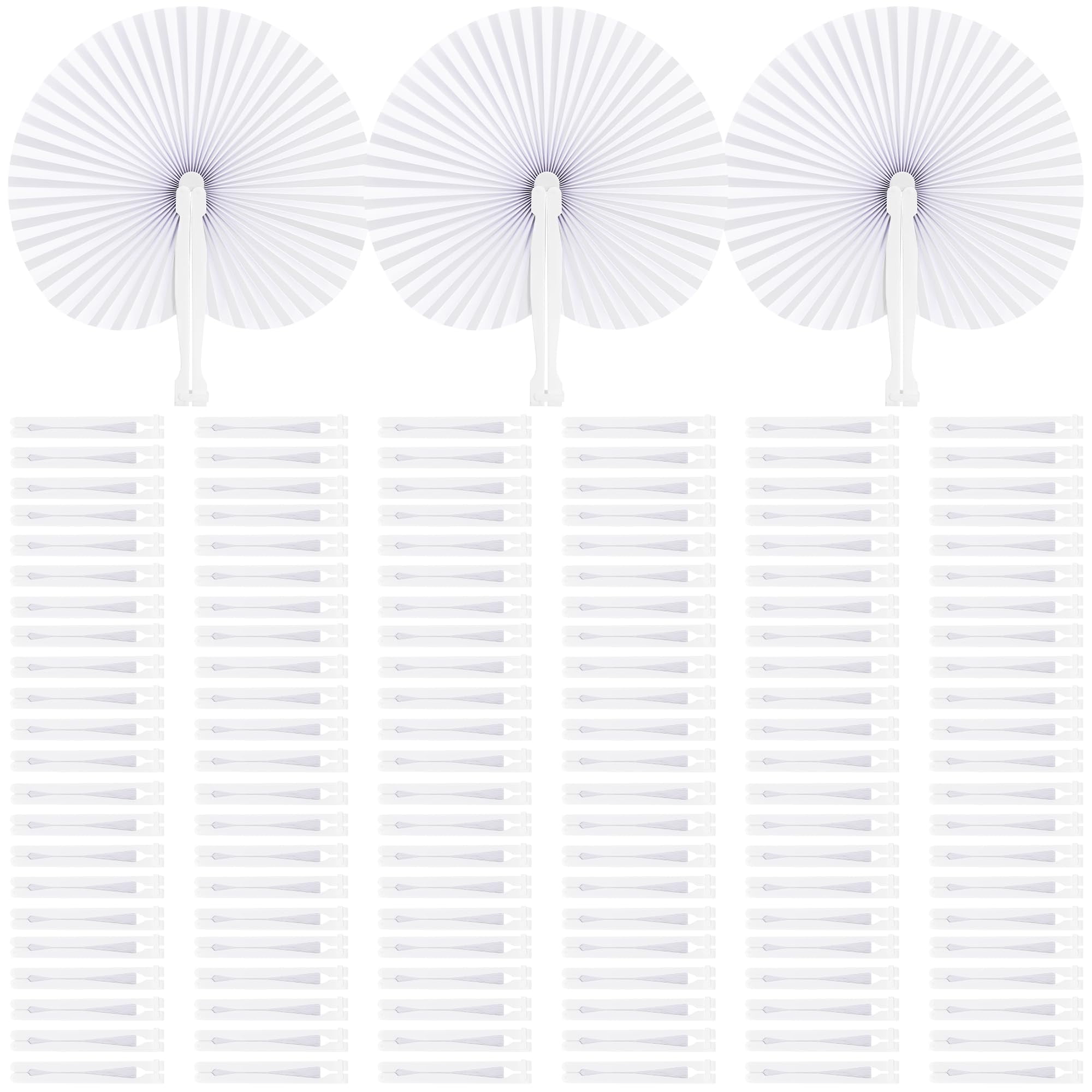 Helimoto 150 Pcs Mini Hand Folding Fan, Decorative Handle White Paper ...