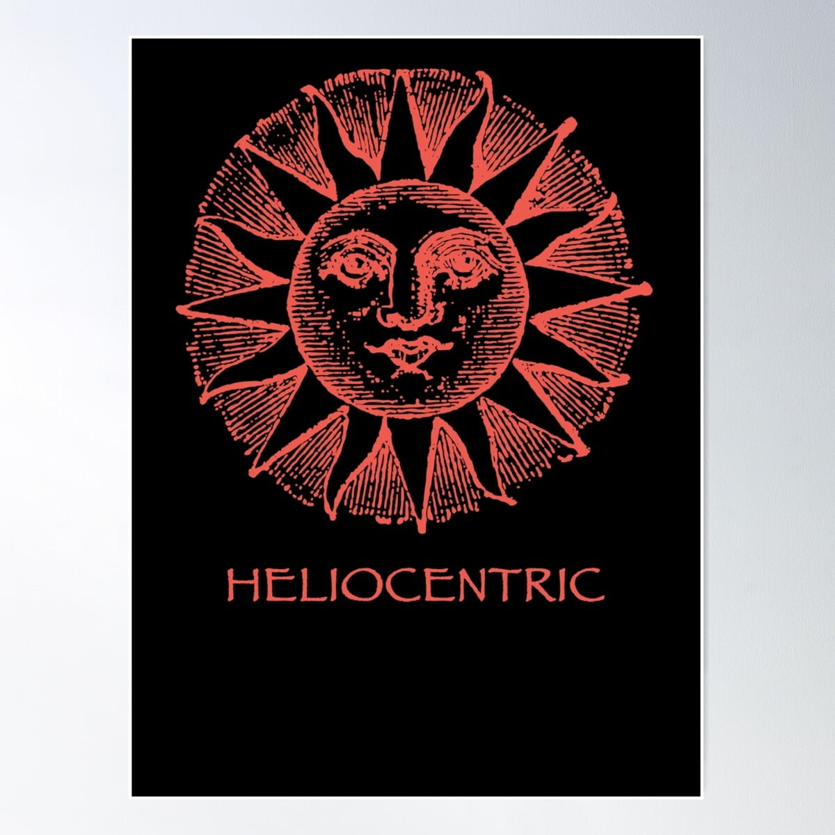 Heliocentric 4 Vintage Sun Design Poster Wall Art, Modern Wall Decor ...