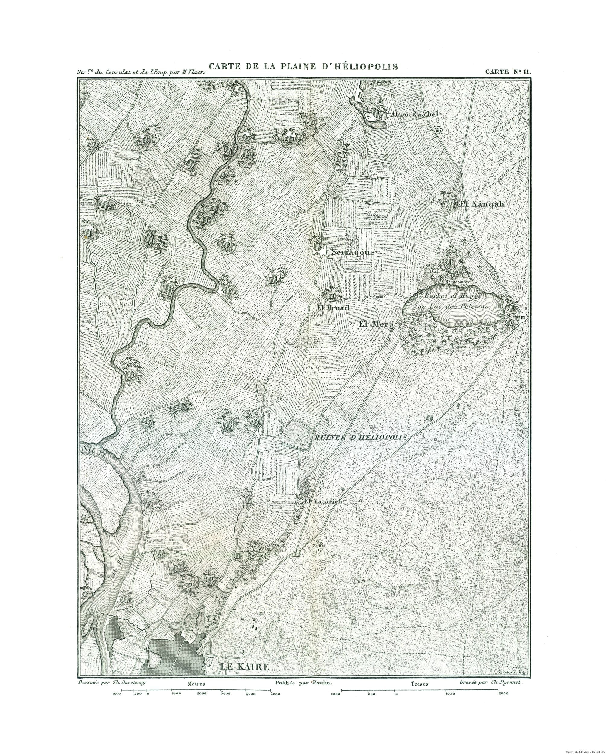 Historic Map - Heliopolis Egypt - Thiers 1866 - 23 x 28.53 - Vintage ...