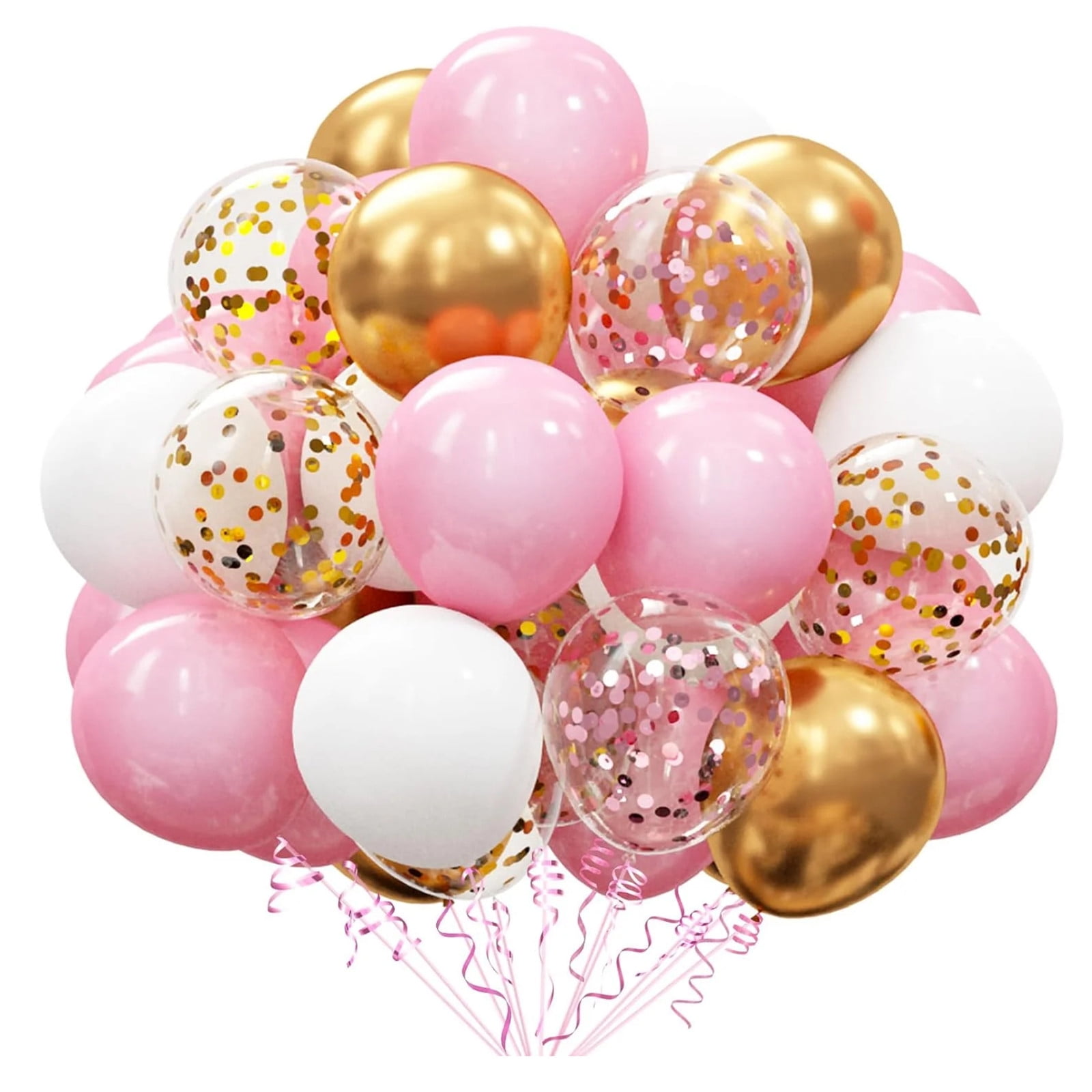 Helium Confetti Balloons 12 Inch 60Pc Gold Latex, Pre-Filled Wedding ...