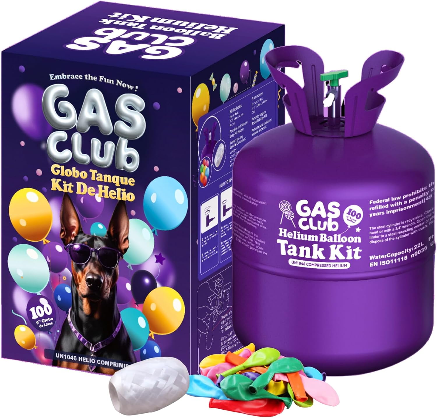 Helium Tank for Balloons At Home, 22L Balloon Kit Up To 100 Latex ...